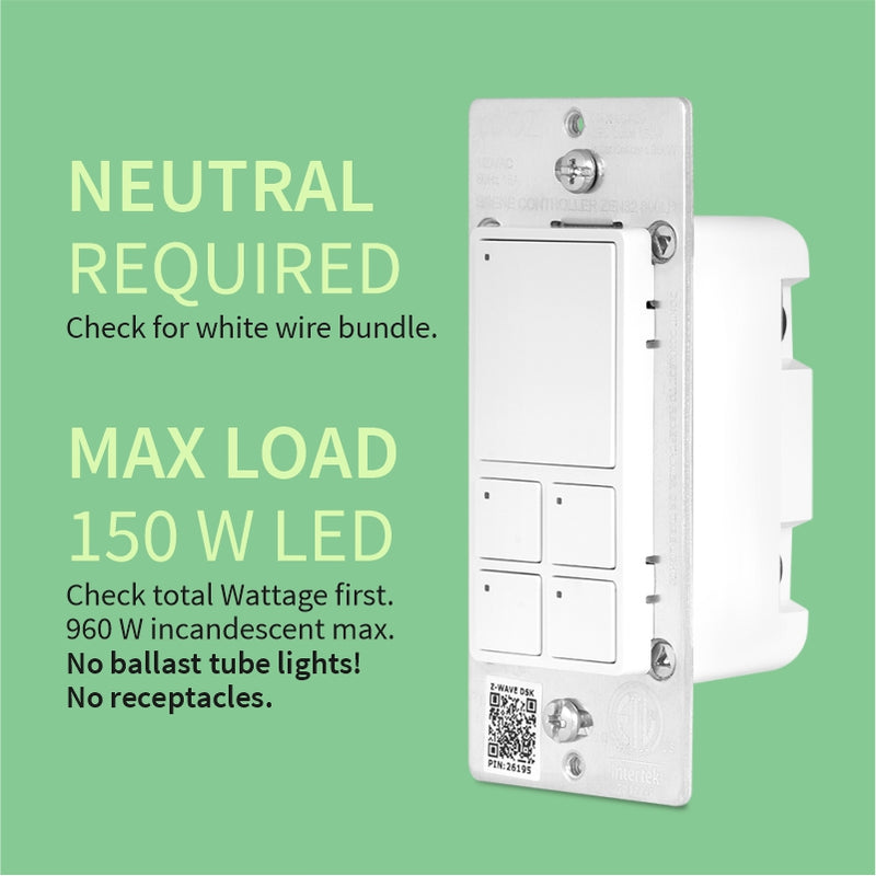 Zooz 800 Series Z-Wave Long Range Scene Controller Switch ZEN32 800LR ...