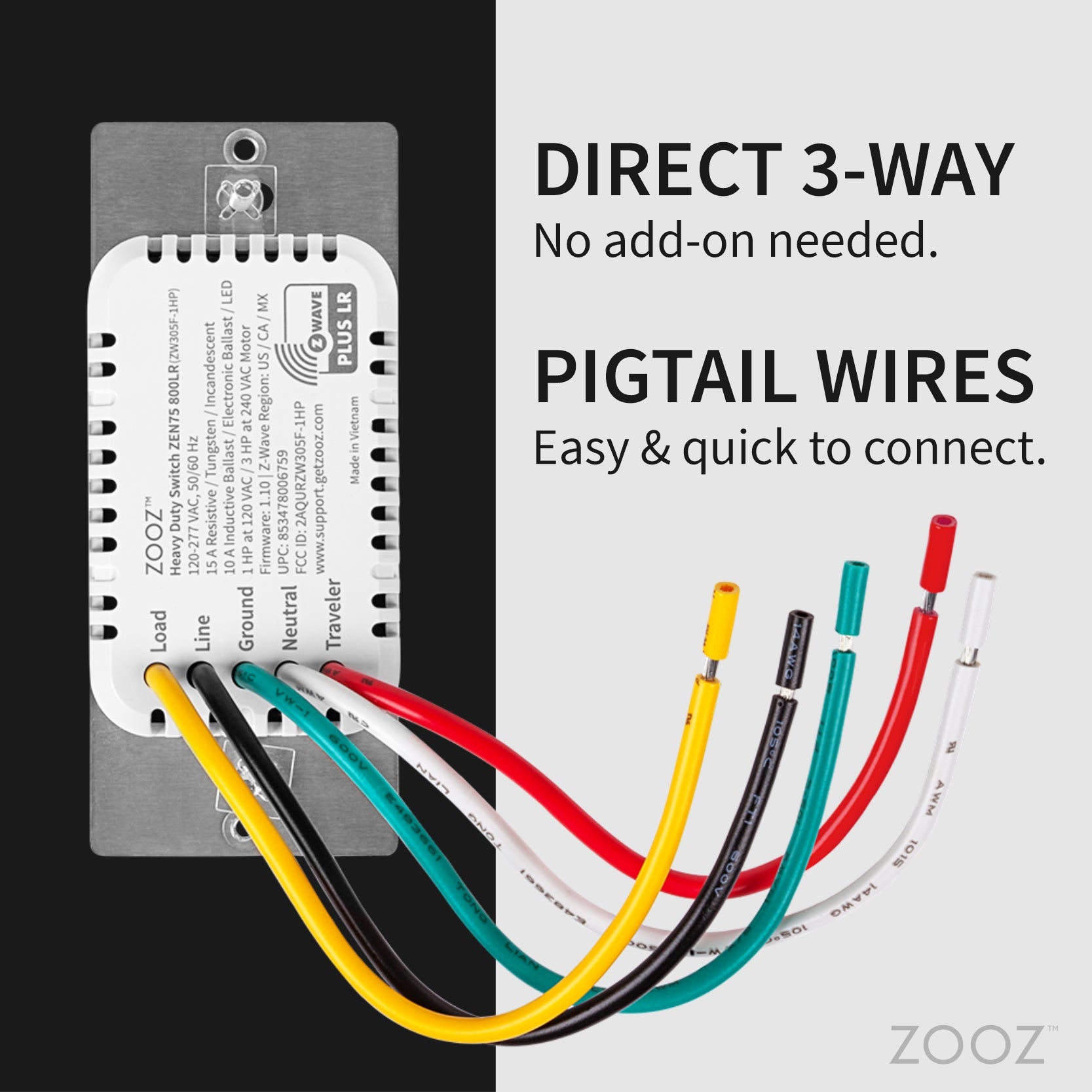 Zooz 800 Series Z-Wave Long Range Heavy Duty Wall Switch ZEN75 800LR ...