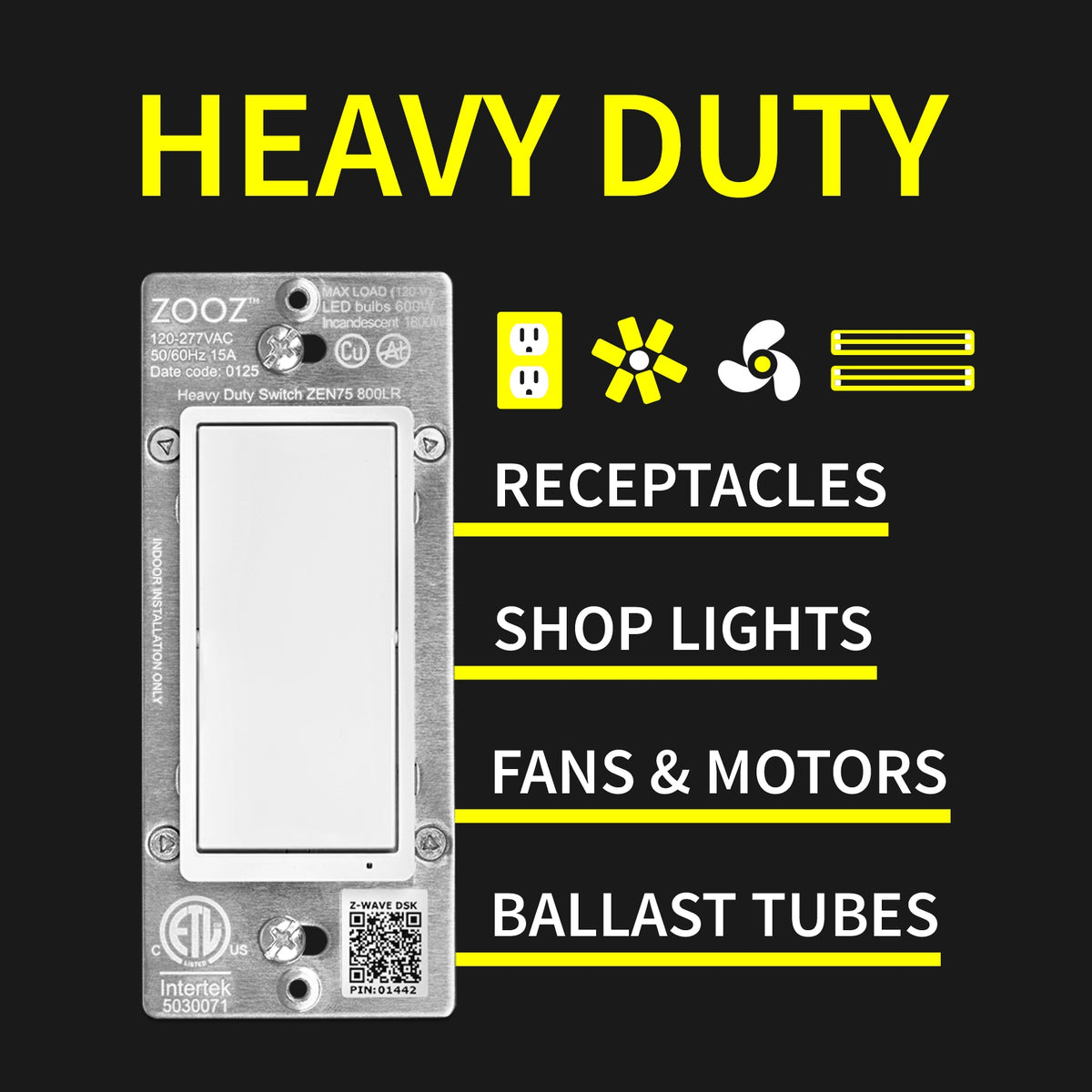 Zooz 800 Series Z-Wave Long Range Heavy Duty Wall Switch ZEN75 800LR ...