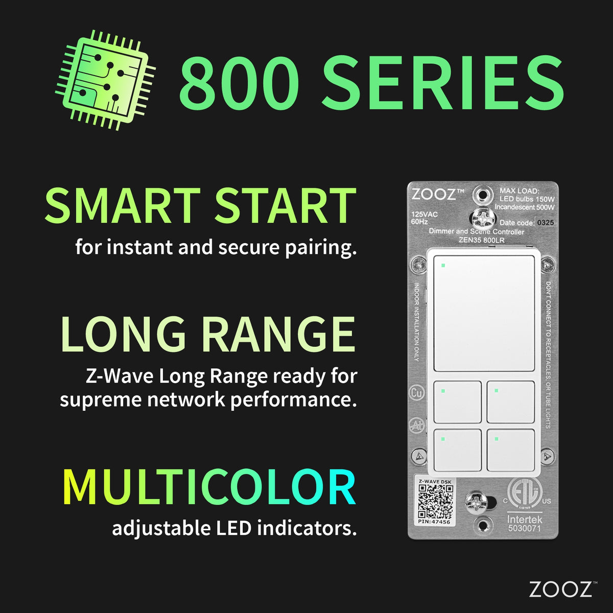 Zooz 800 Series Z-Wave Long Range Dimmer & Scene Controller ZEN35 800L ...